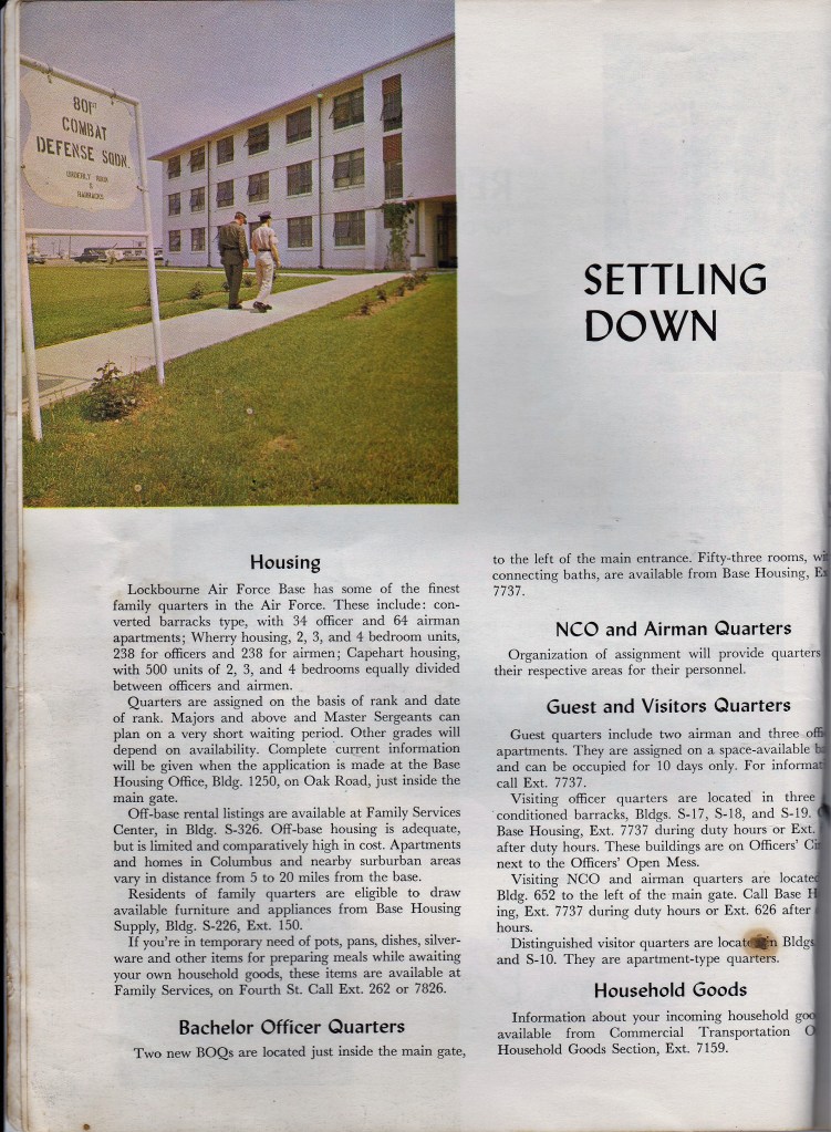 Military: Lockbourne Air Force Base 1960-61 Guide Book – Thoughts and ...