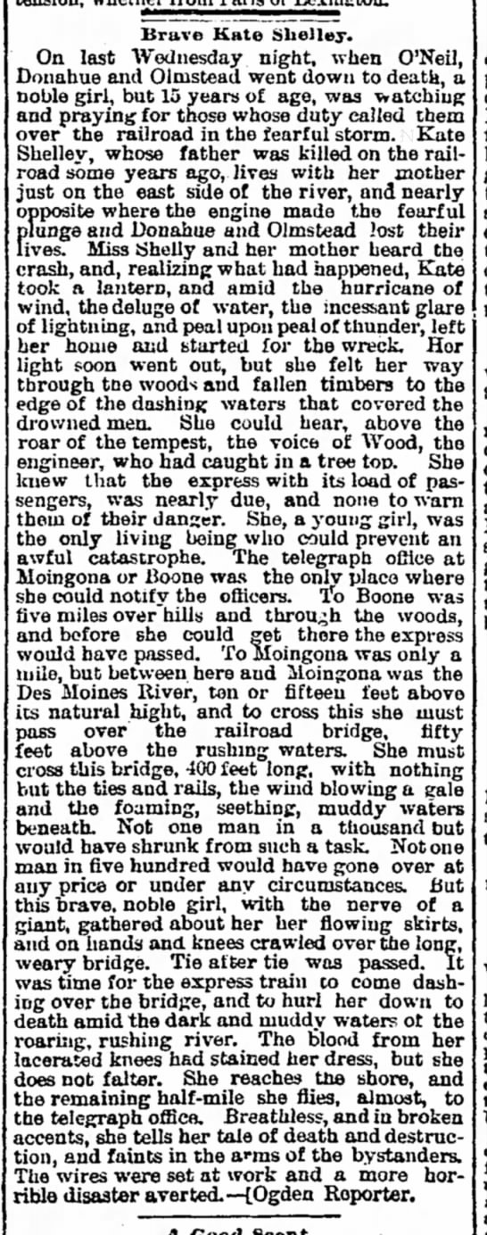 Women In History: Kate Shelley – Thoughts and Ponderances